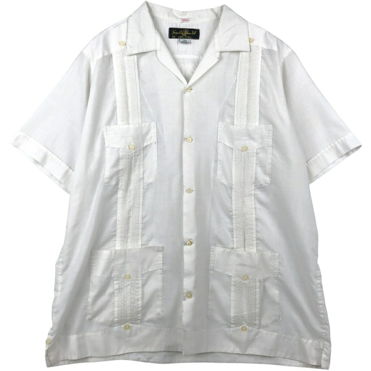 商品詳細 ブランド・Guayabera Tulum・ 特徴・オープンカラー・半袖・ピンタック・4つポケ・ボックスシャツ・ モデル/形状・半袖 オープンカラー メキシカンシャツ キューバシャツ・ 素材・コットン:100%・ 色・オフホワイト系...