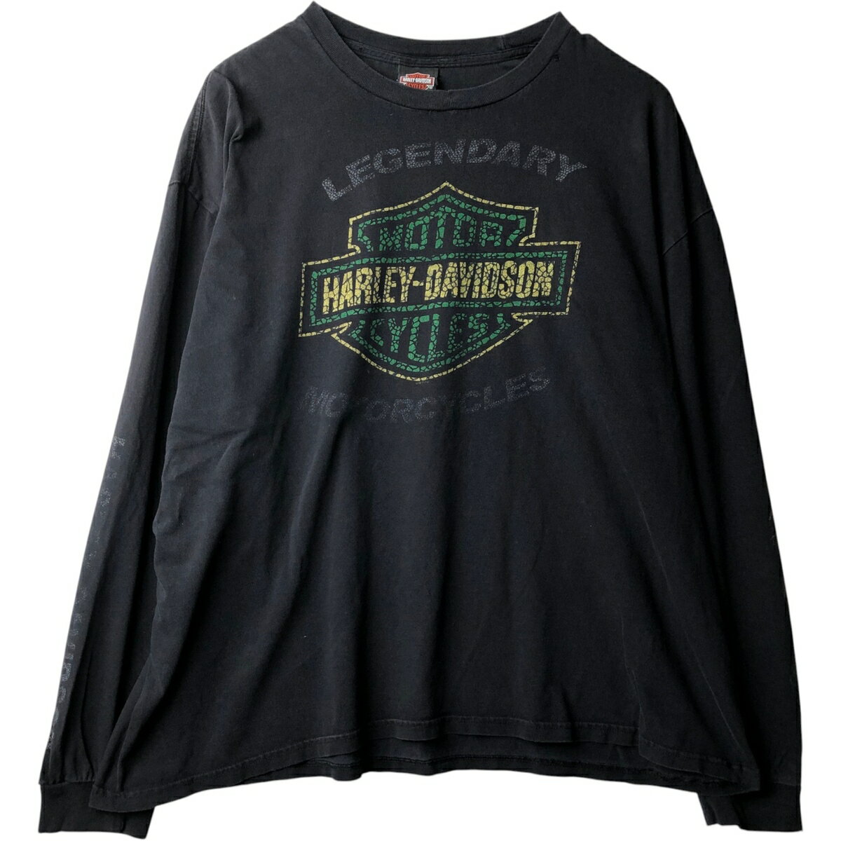 商品詳細 ブランド・Harley-Davidson・ハーレーダビッドソン・ 特徴・ビッグサイズ・クルーネック(丸首)・両面プリント・袖プリント・モーターサイクル・ モデル/形状・ロングTシャツ ロンT・ 素材・コットン:100%・ 色・ブラ...