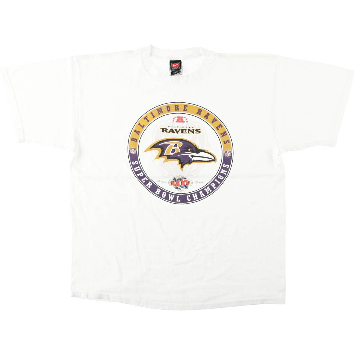 商品詳細 ブランド・NIKE・ナイキ・ 特徴・半袖・クルーネック(丸首)・SUPER BOWL XXXV・NFL BALTIMORE RAVENS ボルティモアレイブンズ・ モデル/形状・TEAM・スポーツプリントTシャツ・ 素材・コットン...
