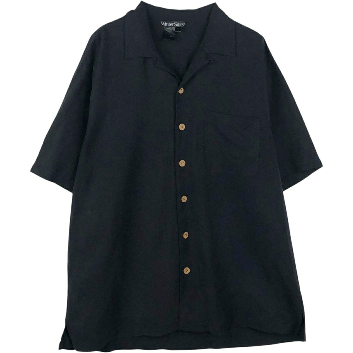 商品詳細 ブランド・Winter Silks・ 特徴・オープンカラー・半袖・ボックスシャツ・ モデル/形状・半袖 オープンカラー シルクシャツ・ 素材・シルク:57%・リネン:43%・ 色・ブラック系 黒色・ 柄・無地・ 生産国・不明・ 年...