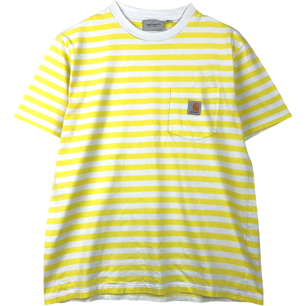 商品詳細 ブランド・Carhartt・カーハート・ 特徴・クルーネック(丸首)・半袖・ モデル/形状・WORK IN PROGRESS・半袖 ボーダーTシャツ・ 素材・コットン:100%・ 色・イエロー系 黄色・ホワイト系 白色・ 柄・ボー...