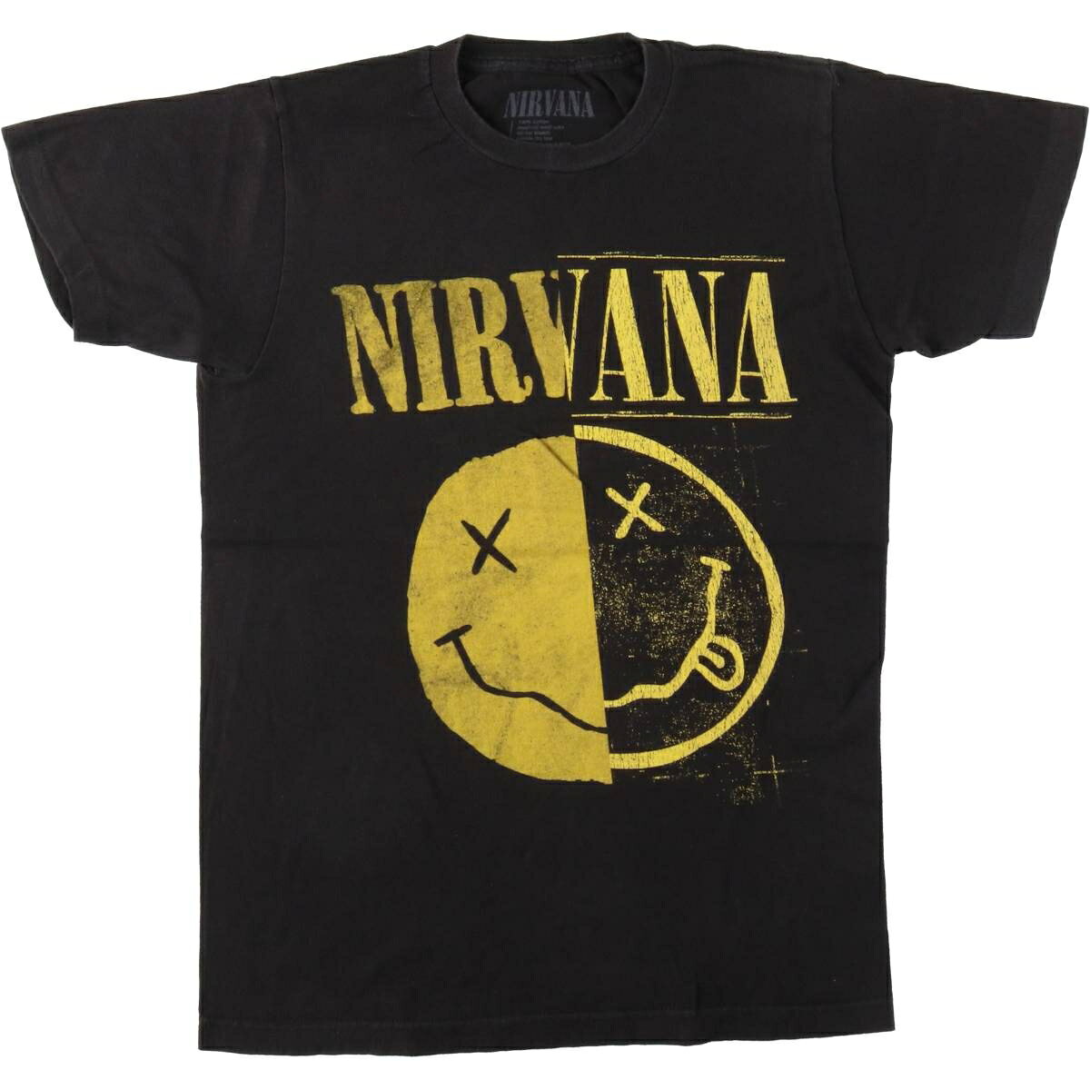 商品詳細 ブランド・UNKNOWN・ 特徴・クルーネック(丸首)・半袖・ロック・ モデル/形状・NIRVANA ニルヴァーナ・バンドTシャツ バンT・ 素材・コットン:100%・ 色・ブラック系 黒色・ 柄・プリント・ 生産国・メキシコ製・...