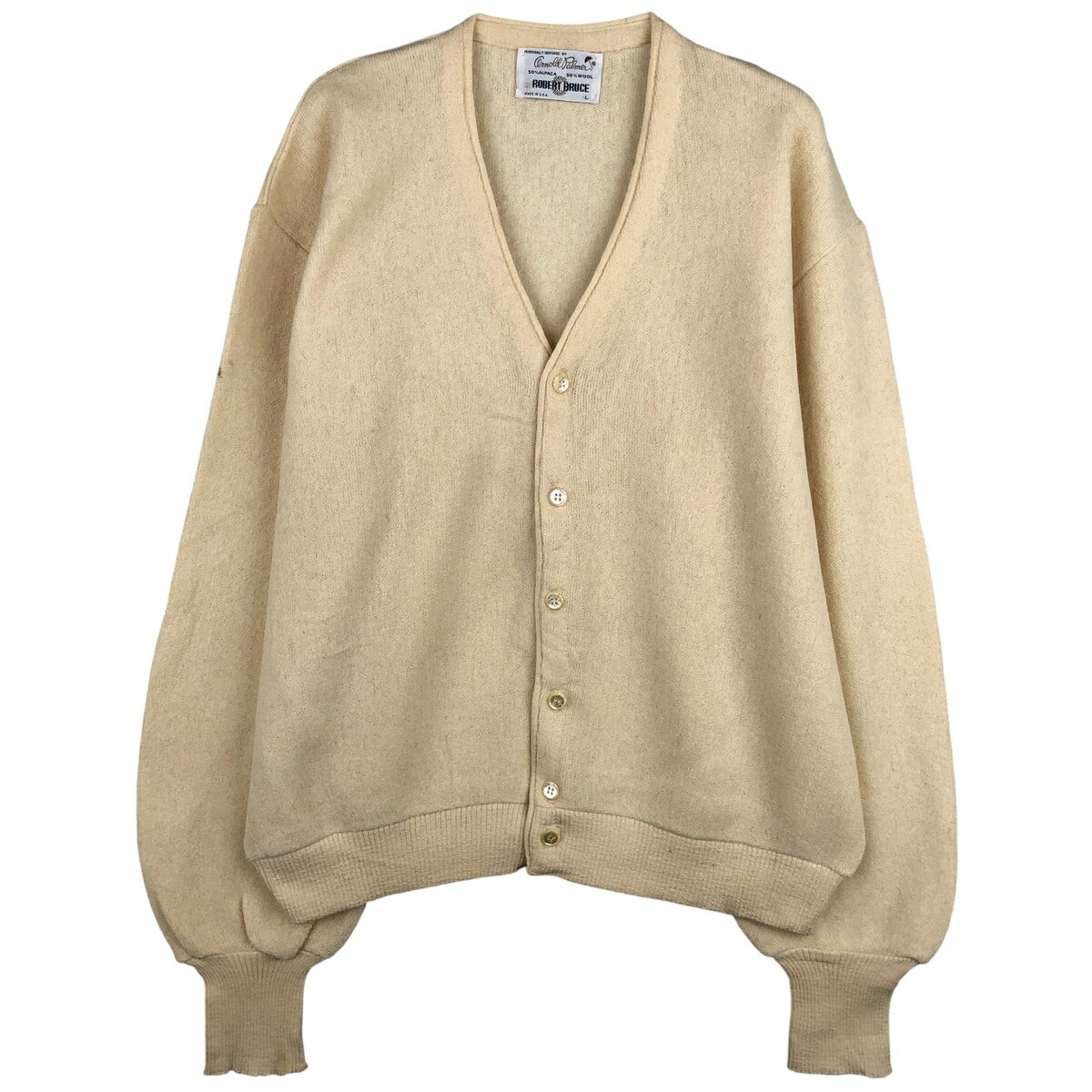 商品詳細 ブランド・ROBERT BRUCE・ 特徴・長袖・ヴィンテージ・短丈 ショート丈・ モデル/形状・Arnold Palmer アーノルドパーマー・ウールニットカーディガン・ 素材・アクリル:50%・ウール:50%・ 色・クリーム色...