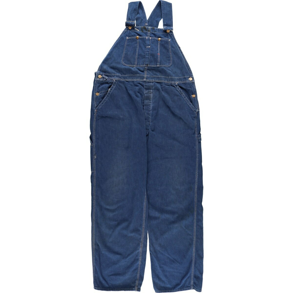 商品詳細 ブランド・UNKNOWN・ 特徴・ボタンフライ・ハンマーループ・スパナポケット・雰囲気系 ボロ・バットダイ・ モデル/形状・デニムオーバーオール・ 素材・不明・ 色・ネイビー系 紺色・ 柄・無地・ 生産国・不明・ 年代 サイズ・メ...