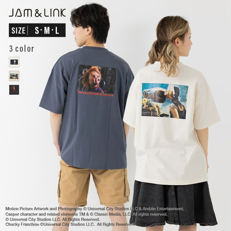 「ユニバーサル」の人気映画「キャスパー」「E.T.」「チャッキー」のオリジナルTシャツ！フロントにはロゴ刺繍、バックには映画のワンシーンをフォトプリントで表現したデザイン＊