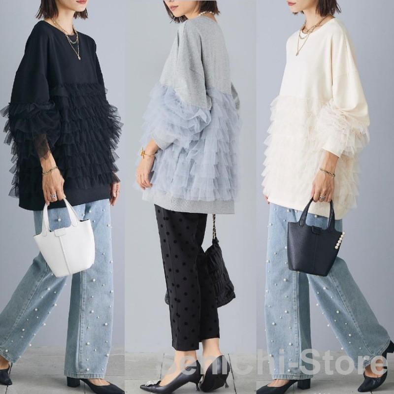 トップスサイズ（F）バスト120cm　袖丈72cm　着丈85cmデニスパンツサイズS-ウエスト68cm-ズボン丈110cm-ヒップ90cm-裾口40cmM-ウエスト72cm-ズボン丈111cm-ヒップ94cm-裾口41cmL-ウエスト76c...