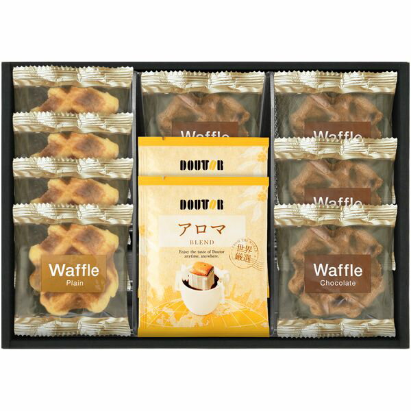 ●商品名/ドトールコーヒー & 2種類のベルギーワッフル コンボ ギフトセット BWGO-25●商品内容/ドリップコーヒー7g×2、ベルギーワッフル(プレーン・チョコ)×各4●箱サイズ/約21×29×4.5cm●重量/約300g●生産国/日...
