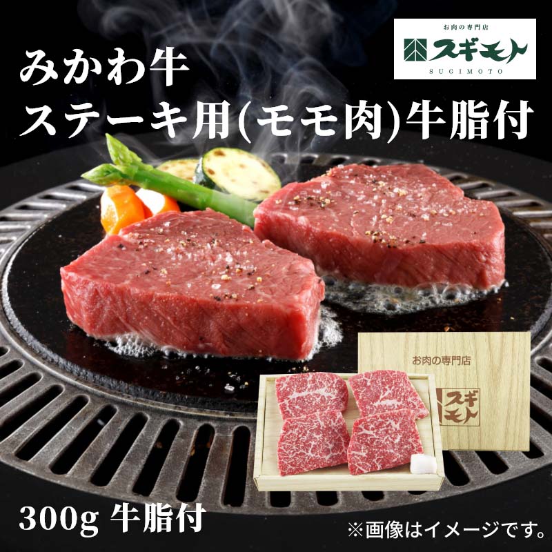 愛知の老舗精肉店「お肉の専門店スギモト」が自信を持ってお勧めする愛知・みかわ牛。みかわ牛は脂のくちどけが滑らかで和牛独特の「和牛香」が特徴のお肉となっています。【商品提供者コメント】 ●名称／みかわ牛ステーキ用 ●商品内容／300g、牛脂付...