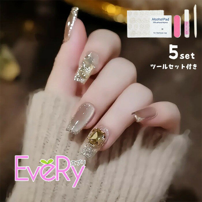 セット内容&nbsp;✽.*꙳両手分ネイルチップ（10枚入り）同梱品：1：クリーナーシート2：両面ジェルシール3：ネイル用グルー（約2g）4：スティック5：両面ミニ爪やすり「記載のないアクセサリー、小物等は付属し...