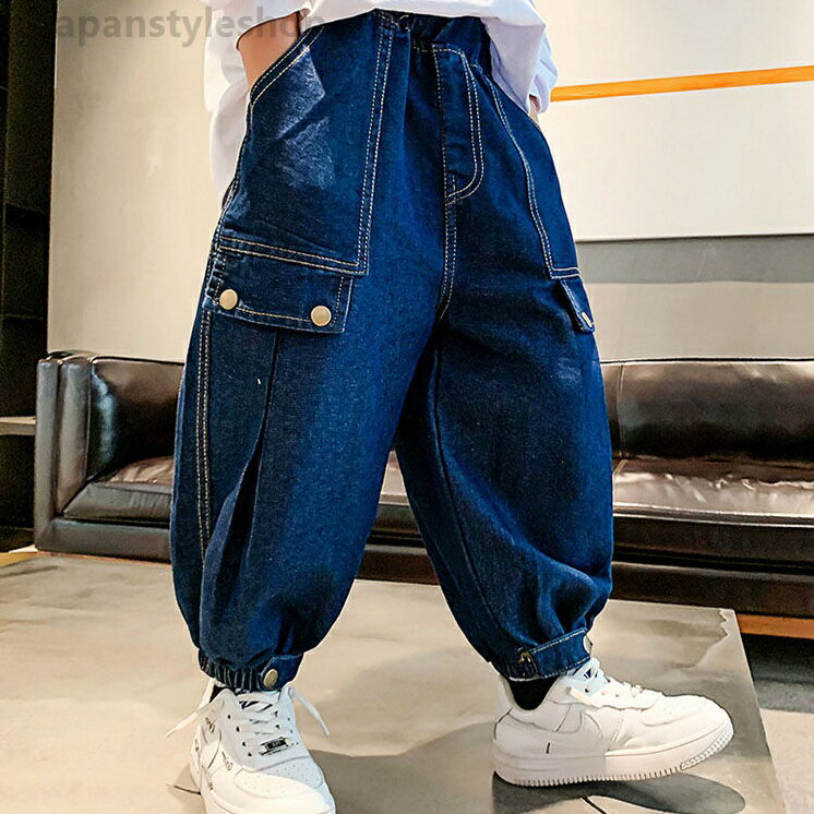 デニムパンツ パンツ 長ズボン 男の子 ブルー ウエストゴム デニム お出かけ おしゃれ 無地 キッズ 子供服 上品 ロングパンツ 美脚 ゆったり ボトムス 110-160