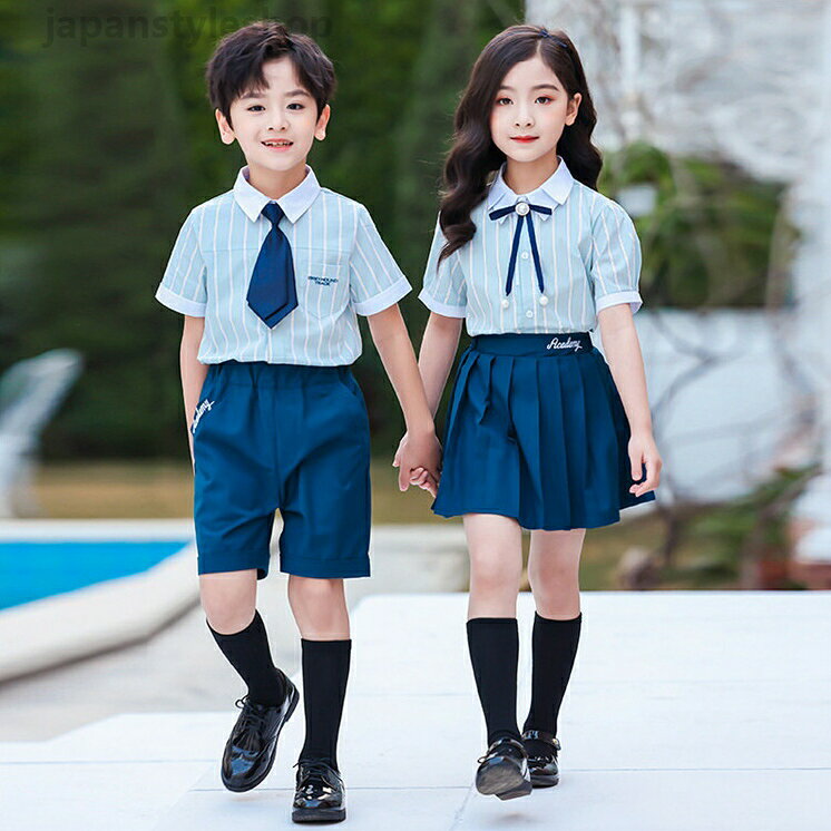 二点セット スカート パンツ Tシャツ+ネクタイ+ スカート イギリス風 子供 女の子 男の子 幼稚園 ジュニア スポーツ チア 普段着 応援団 運動会 チアガール 演出 カジュアル シンプル 通学 演奏会 100~150CM