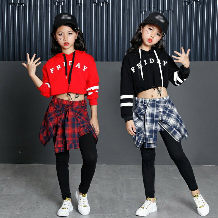 キッズ ダンス 衣装 ヒップホップ チアガール 衣装 女の子 キッズ 子供 チアダンス ユニフォーム ダンスウェア スカート巻き 応援団 ダンス衣装 ステージ衣装 チア チアリーダー チェック 110~170CM ダンスウェア ステージ衣装...