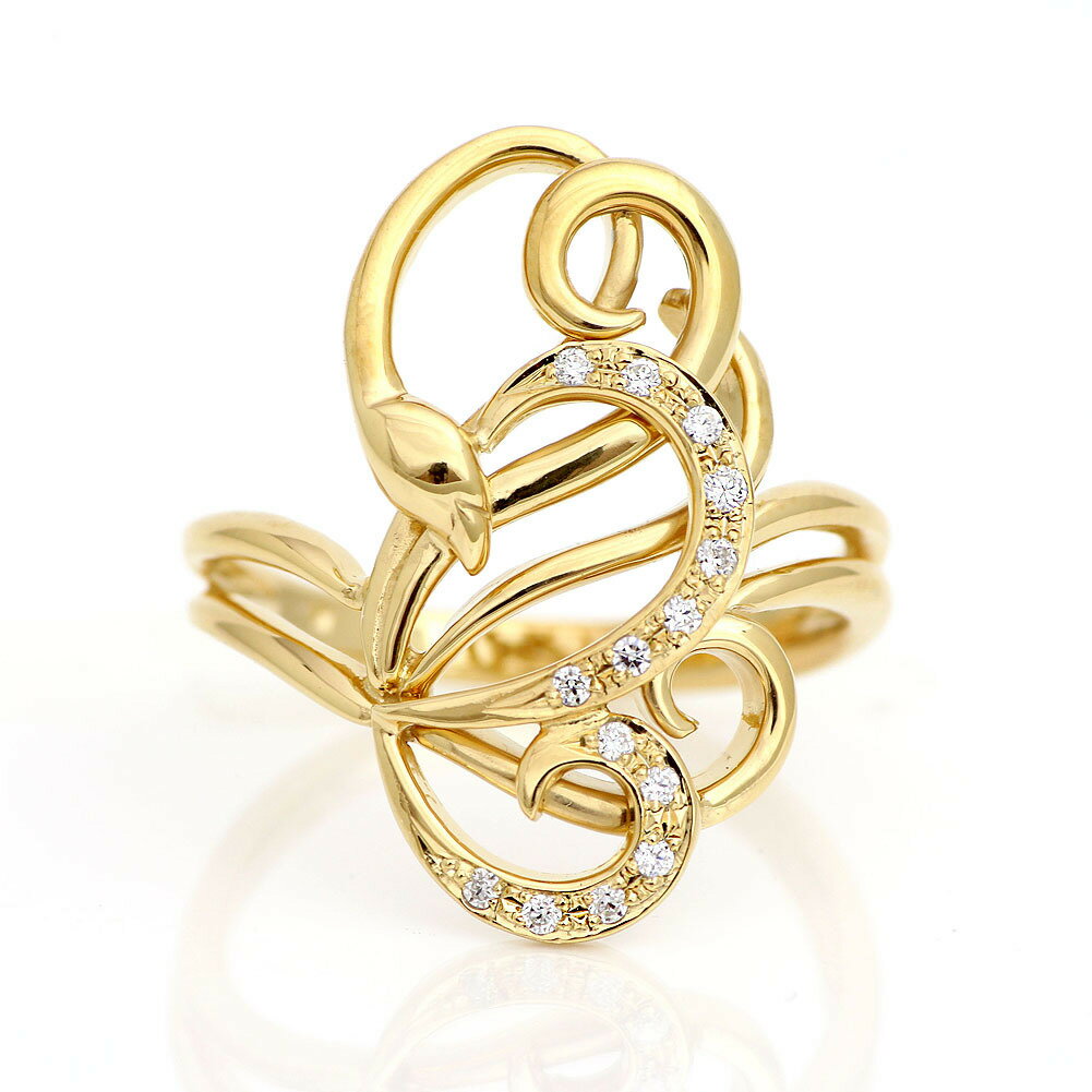 商品情報素材K18[ゴールド］ 宝石天然ダイヤモンド14石　0.086ct 大きさ　モチーフ縦幅　約22.7mm　モチーフ厚さ　約4.0mm　腕幅　約2.0mm注意モニター発色の具合により色合いが異なる場合がございます。備考　宝石はすべて天...