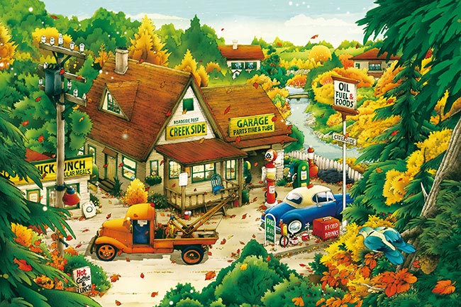 商品名ドライブ ステーション ピース数1000 ピースサイズ通常ピースサイズ サイズ50×75cm 品 番APP-1000-878 メーカーアップルワン 商品説明溪川弘行が描くホリデーシリーズに秋色の新作が登場！ 旅の途中に立ち寄ったのは秋...