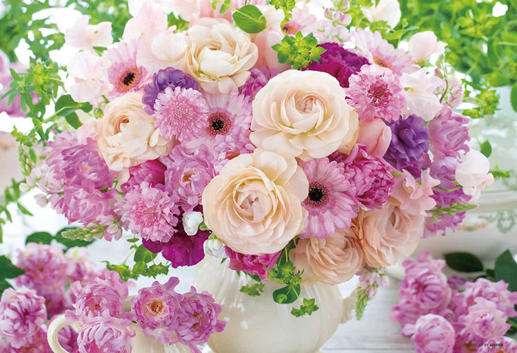 商品名やすらぎと微笑みのモーヴピンク ピース数300 ピースサイズ通常ピースサイズ サイズ26×38cm 品 番BEV-300-160 メーカービバリー 商品説明花色セラピー 美しい花のもつ色の効果で心を癒しましょう！ ＜ピンク＆パープルの...