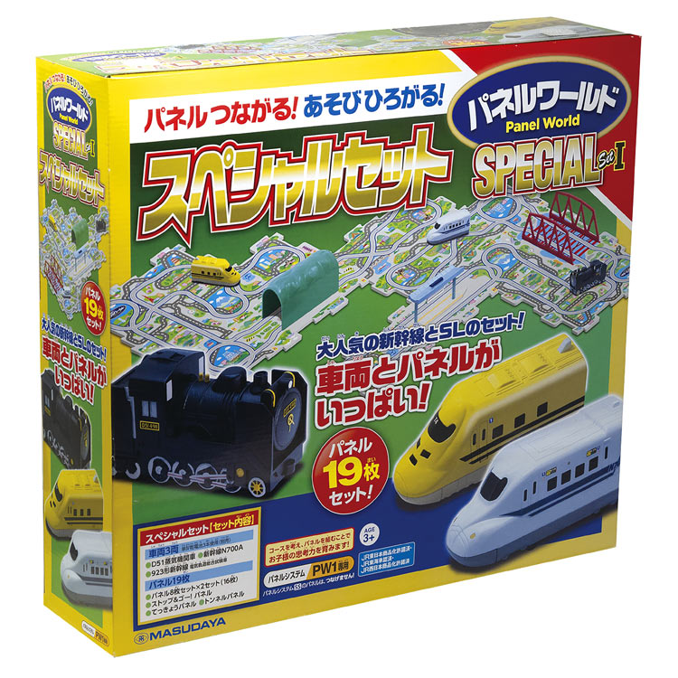 商品名パネルワールド スペシャルセットl サイズW480×H440×D120mm 品 番MSD-1661 メーカーマスダヤ 商品説明車両3両とストップ＆ゴーパネル、トンネル・鉄橋がセット! パネルワールドの遊びが広がるオールインワンセット!...