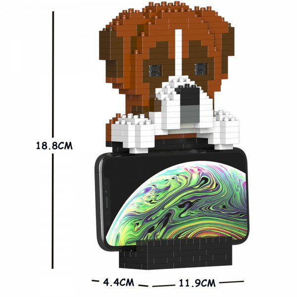 ボクサー スマートフォンスタンド 01S 品番: ST05DPS07 ブロックの数: 約 400 シリーズ：Sculptor JEKCAがネジでブロックを固定する技術のパテントを持っています。 接着剤なしで組み立てたブロック同士を丈夫な構造...