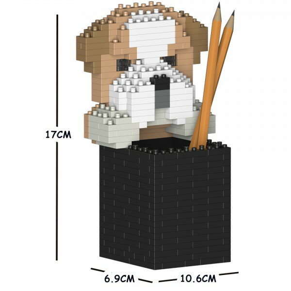 イングリッシュ・ブルドッグ ペン立て 01S 品番: ST01DPC01 ブロックの数: 約 370 シリーズ：Sculptor JEKCAがネジでブロックを固定する技術のパテントを持っています。 接着剤なしで組み立てたブロック同士を丈夫な...
