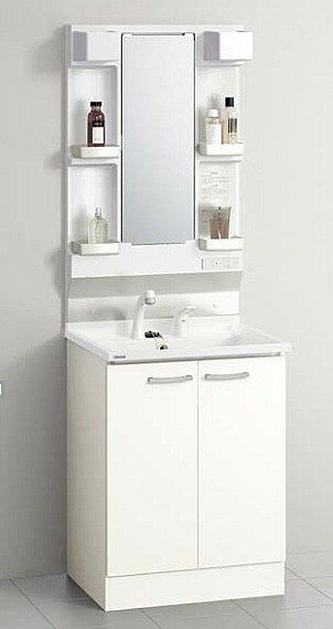 法人様限定販売　クリナップ洗面化粧台　幅60センチ　シャワー洗面台 + 化粧鏡LED照明仕様（曇り止めヒーター付仕様）扉カラーモノホワイト（JTS)　メーカー品番 洗面台BGAL60TNTVWJTSI+化粧鏡M-H601GAEH　【一般地仕...