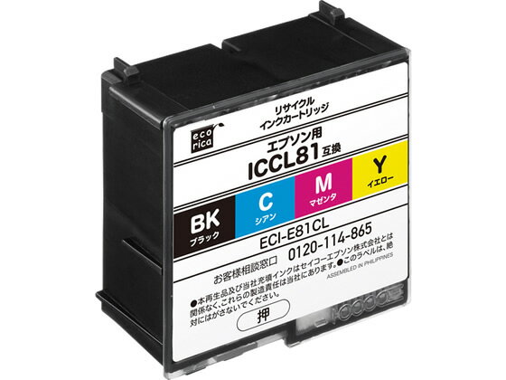 【仕様】●純正型番：ICCL81●色：カラー●インク種類：染料●耐力インク●インク残量表示●グリーン購入法適合【備考】※メーカーの都合により、パッケージ・仕様等は予告なく変更になる場合がございます。【検索用キーワード】えこりか　ecoric...