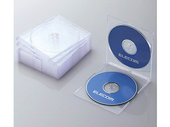 【仕様】●色：クリア●収容枚数：ケース1枚につきBlu−rayまたはDVDまたはCD2枚●サイズ：幅142×奥行5．2×高さ125mm●材質：ポリスチレン●注文単位：1パック（10枚）【検索用キーワード】エレコム　ELECOM　メディアケー...