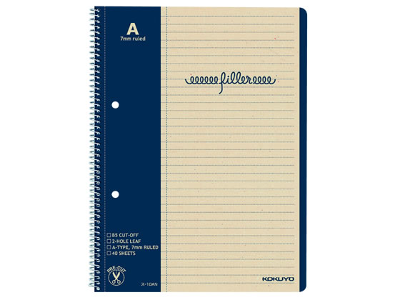 【仕様】●サイズ：B5（A罫7mm30行）●枚数：40枚●紙質：上質紙●表紙：色板厚紙●注文単位：1冊●マージン罫入り●切り取って2穴ファイルに整理できます。【検索用キーワード】リングノート　ノート　2穴ノート　KOKUYO　コクヨ　KOK...