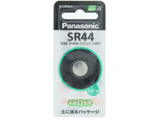 【仕様】●ボタン電池SR44●1個入ブリスター包装●カメラ●電卓用●寸法：φ11．6×高さ5．4mm●質量：2．3g●一般品（KOH）容量160mAh【検索用キーワード】松下　SR44P　酸化銀電池　SR44　Panasonic　Natio...