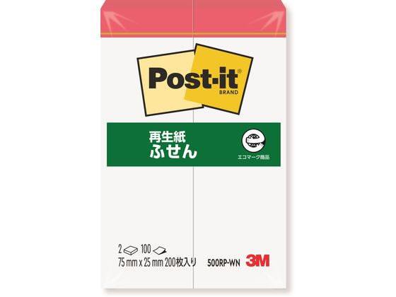 【仕様】●サイズ：縦75×横25mm●色：ホワイト（赤帯）●注文単位：1パック（2冊）●グリーン購入法適合●GPNエコ商品ねっと掲載【検索用キーワード】ふせん紙粘着メモ　ポストイット　のり付メモ　付箋　付せん　付箋紙　付せん紙　500RPW...