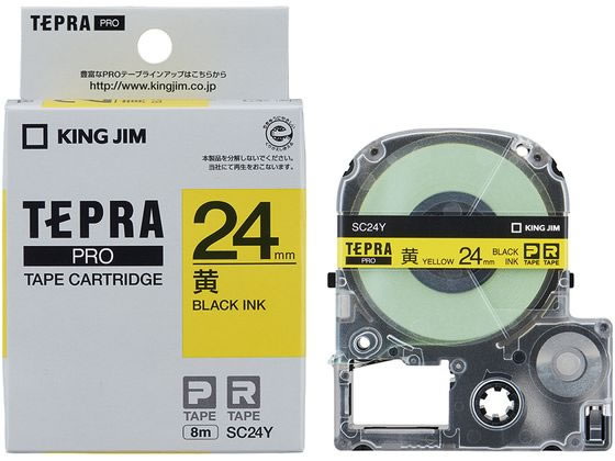 【仕様】●テープ長さ：8m●ラベル色／文字色：黄／黒文字●テープ幅：24mm●パステルカラーに黒文字タイプ●テプラTRタイプにはご使用になれません。●注文単位：1個●グリーン購入法適合●GPNエコ商品ねっと掲載【検索用キーワード】キングジム...