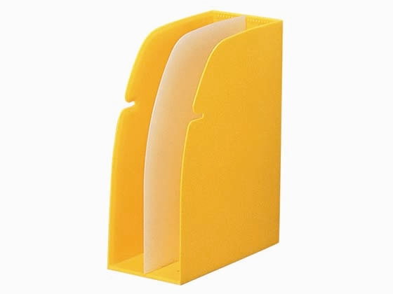 【商品説明】底部はファイルやホルダーがすべりにくい工夫をしています。2個連結できるジョイント付き。【仕様】●色：黄●サイズ：A4タテ●外寸法：縦274×横204mm●背幅：106mm●仕切板1枚●連結用ジョイント付●材質：ハイインパクトポリ...