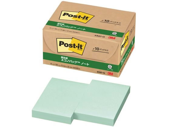 【仕様】●仕様：ノート●サイズ：縦75×横50mm●枚数：1冊（100枚）●色：グリーン●注文単位：1箱（10冊）●グリーン購入法適合●GPNエコ商品ねっと掲載【検索用キーワード】ふせん紙粘着メモ　ポストイット　のり付メモ　付箋　付せん　付...