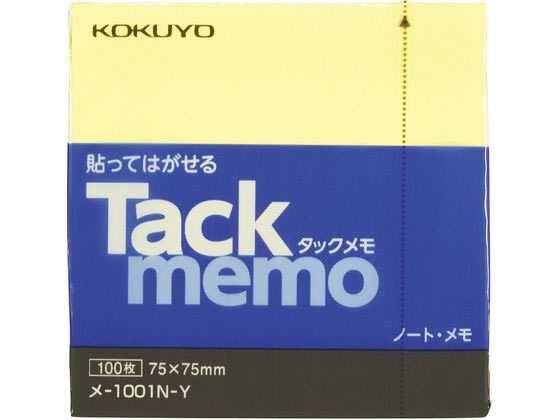 【仕様】●枚数：1冊（100枚）●サイズ：縦75×横75mm【備考】※メーカーの都合により、パッケージ・仕様等は予告なく変更になる場合がございます。【検索用キーワード】ふせん紙粘着メモ　タックメモ　のり付メモ　付箋　ポストイット　KOKUY...