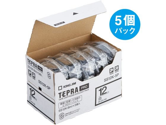 【商品説明】環境に優しいエコパック。包装材を減らし、廃棄物を削減しました。【仕様】●ラベル幅：12mm●テープ長さ：8m●テープ色：白●文字色：黒文字●注文単位（入数）：1箱（5個入）環境に優しいエコパック。包装材を減らし、廃棄物を削減しま...