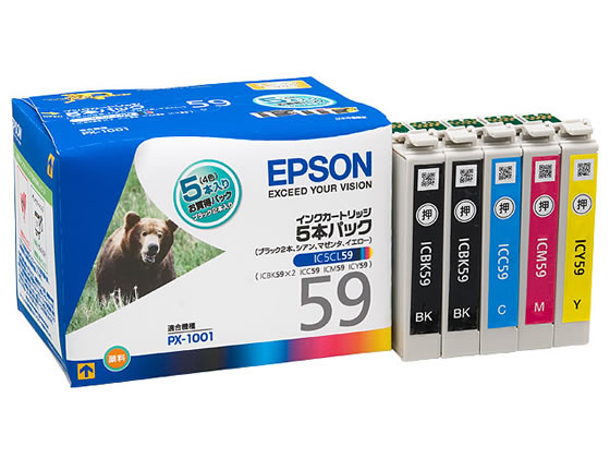 【仕様】●商品種別：4色パック（ICBK59×2／ICC59／ICM59／ICY59が入っています。）●注文単位：1パック●グリーン購入法適合●対応機種：PX−1001　PX−1004　PX−1004C9【検索用キーワード】えぷそん　EPS...