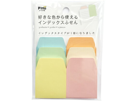 【仕様】特殊加工で連結しているのでふせんがバラけず、机上や引き出しの中の整頓に役立ちます。A5ノートにピッタリ6枚並ぶスリムタイプ。●パステルカラー6色●枚数：1冊（90枚／30枚×3色）●サイズ：34．5×45mm、34．5×57mm、3...