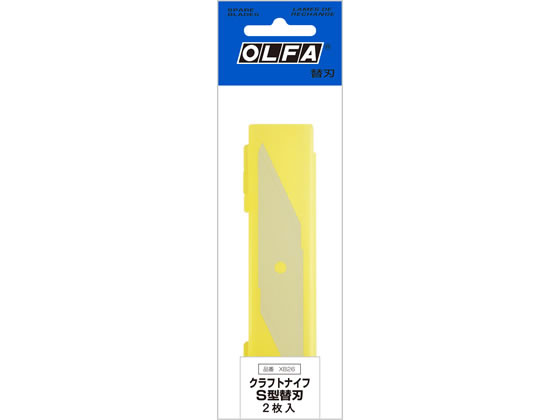【仕様】●クラフトナイフS型用替刃●刃厚：1mm●サイズ：刃幅18×刃渡り35×全長98mm●材質：合金工具鋼●刃は前後2か所使えます。●適合本体：クラフトナイフS型（26B、26BS）●注文単位：1個（2枚）【検索用キーワード】おるふぁ　...