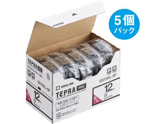 【仕様】●テプラPRO用●ラベル色：白●文字色：黒●テープ長さ：16m（ロングタイプ）●テープ幅：12mm●注文単位：1箱（5個）※裏紙をはがす際は、中央のスリットからはがしてください。●グリーン購入法適合●GPNエコ商品ねっと掲載【検索用...