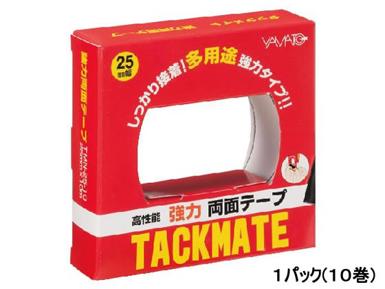 【商品説明】ポリプロピレン、ポリエチレンなどもしっかりと接着できます。テープ取り出し口を折り込むことでテープの巻き戻りを防止。【仕様】●多用途強力タイプ●テープサイズ：幅25mm×長さ10m●カッター付きパッケージ●巻き戻り防止付き●基材：...