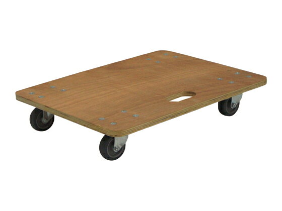 【仕様】●サイズ：600×450×高さ110mm●材質：荷台／合板　キャスター／エラストマー●最大積載荷重：150kg●ストッパーなし●持ち運びに便利な持ち手付き。【検索用キーワード】キャリー台車　平台車　WD456　X69486