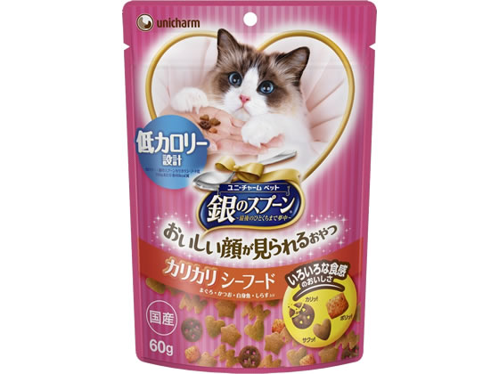 【仕様】カロリー控えめな低脂肪設計猫ちゃんが大好きなまぐろ、かつお、白身魚、しらすのカリッと贅沢なおいしさ●内容量：60g●原材料：肉類（ビーフミール、チキンエキス、ポークミール）、穀類（小麦粉、パン粉、コーングルテンミール、米粉、麦芽粉末...