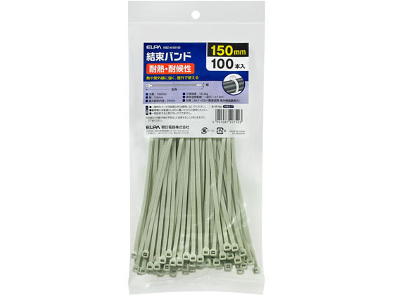 【商品説明】●耐熱・耐候性●熱や紫外線に強く、屋外で使える【仕様】●全長：150mm●幅：3．6mm●最大結束内径：35mm●引張強度：18．2kg●使用温度範囲：−40℃〜＋120℃●材質：66ナイロン（熱安定剤・紫外線遮蔽剤入）●100...