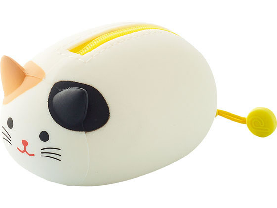 【商品説明】リップや目薬、文房具などの小物入れに。底面は転がりにくいフラット仕様。【仕様】●色：ミケネコ●外寸法：縦55×横98×厚さ65mm●材質：本体／シリコーンゴム※どうぶつの耳の形状によってサイズは若干異なります。【検索用キーワード...