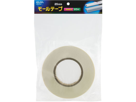 【商品説明】●モールを壁面に張り付ける際に使用します。●ゴム系発砲体にアクリル系粘着剤を塗布しておりますので、凹凸面への追随性、保持力に優れています。【仕様】●壁面用（両面粘着）●全長：20m●幅：25mm●入数：1【検索用キーワード】朝日...