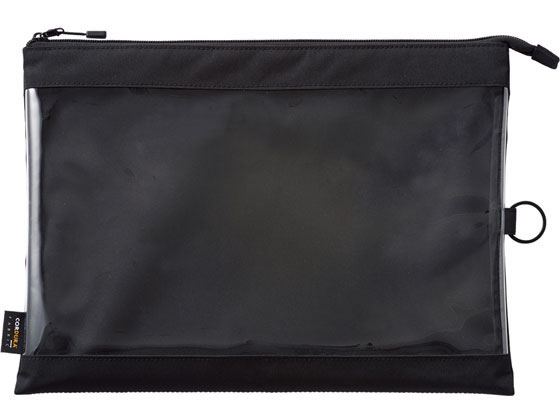 【商品説明】タブレットPC（12インチ程度）・A4クリヤホルダー・衣類などの収納に。背面に中身の見えないファスナーポケット付き。【仕様】●色：ブラック●サイズ：A4●外寸法：縦250×横350mm●材質：本体／ポリエステル、窓部分／ビニール...
