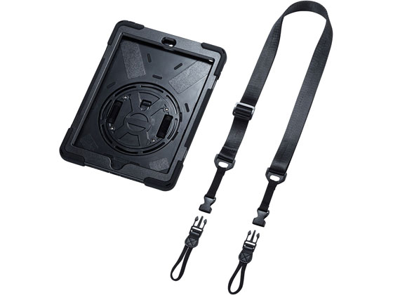 【商品説明】360°回転するハンドル、スタンド付きの耐衝撃ケースです。スタンドは横置き、縦置きの両方に対応しています。耐衝撃素材で、iPadを外部からの衝撃から守ります。着脱可能なショルダーベルト付きです。タッチペンを取り付けできるホルダー...