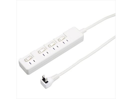 【商品説明】『個別スイッチ』『シャッター』充実の安全機能付きです。【仕様】●本体寸法：W46mm×H200mm×D26mm●本体重量：380g●コード長（m）：3m●材質：ABS●プラグ形状：L型●コンセント口数：4口●定格容量：1500W...