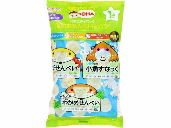 【商品説明】【1歳頃から】3つの味が楽しめるバラエティパック【仕様】●内容量：えびせんべい×2袋、小魚すなっく×2袋、わかめせんべい×2袋【商品の特徴】・口どけしやすくするために、唾液が浸み込みやすい空気の層やくぼみ、しわがある・野菜、花、...
