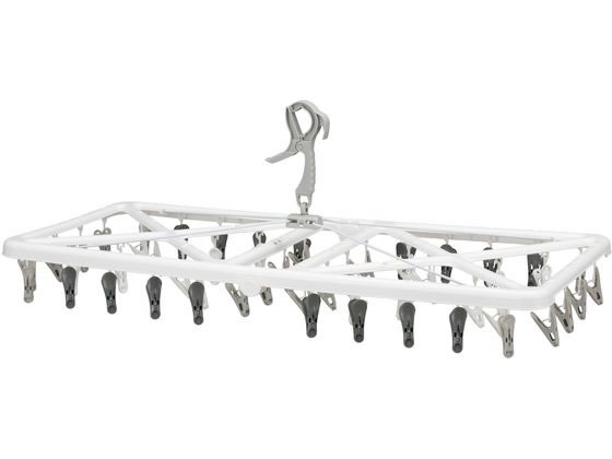 【商品説明】干し方を工夫して内側に下着などを隠して干すことができます。ステンレス製の洗濯物干しハンガーに比べ、軽量（760g）で持ち運びもしやすいです。干す洗濯物によって使い分けられる2種類のピンチ「標準ピンチ（ホワイト、ライトグレー）」、...