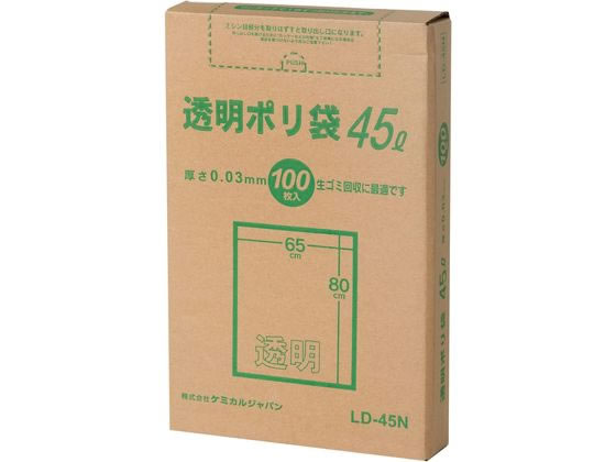 【商品説明】●スリムな箱は狭い場所でもスッキリ収納。【仕様】●サイズ：80×65cm●厚さ：0．03mm●透明●容量：45L●材質：高密度ポリエチレン●入数：100枚【備考】※メーカーの都合により、パッケージ・仕様等は予告なく変更になる場合...