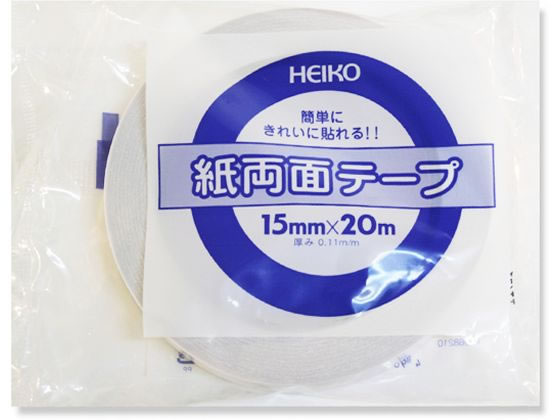 【商品説明】事務作業や手芸・工作など、幅広い用途に活躍する両面接着テープです。紙・プラスチック・金属・ガラス・木材などに。【仕様】●サイズ：幅15mm×20m巻●材質：レーヨン不織布●厚み：0．11mm●入数：1巻【備考】※メーカーの都合に...